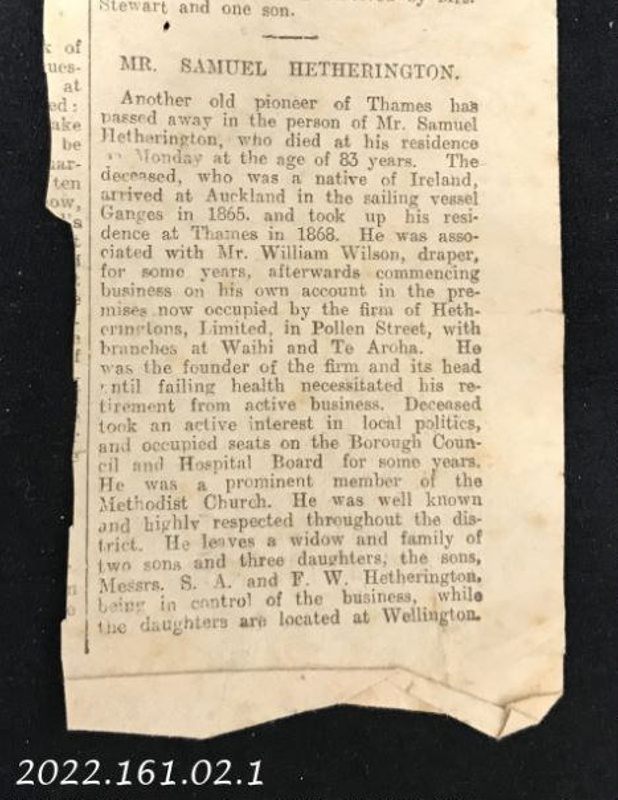 Newspaper clippings; Hetherington Family; 2022.161.02 | eHive