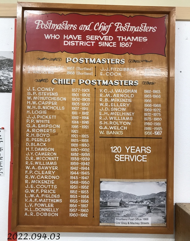 Plaque, Postmasters; New Zealand Post Office; 2022.094.03 | eHive
