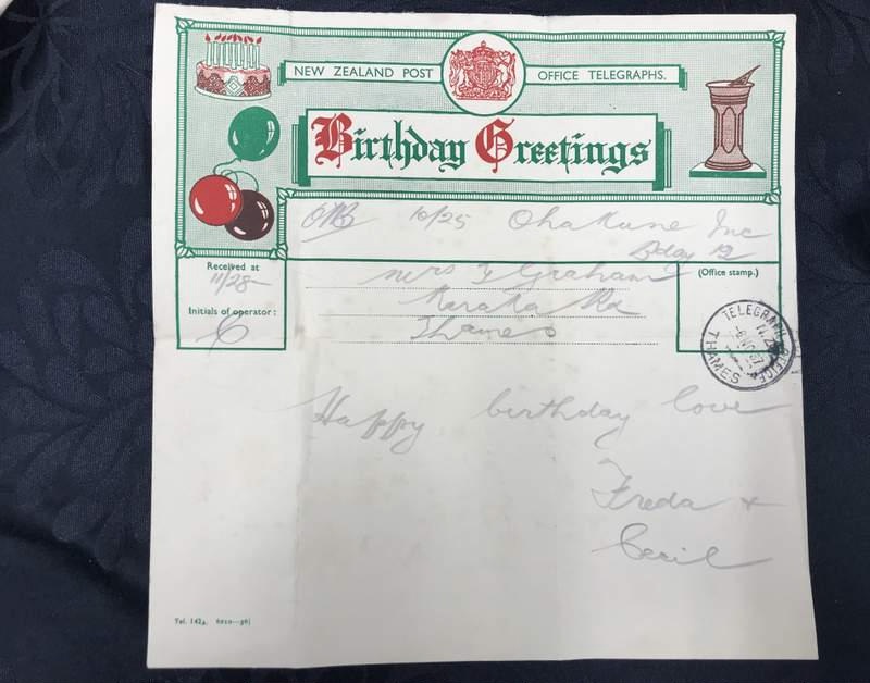 Telegram, Birthday; New Zealand Post & Telegraph; 1967; 2024.046.20 | eHive