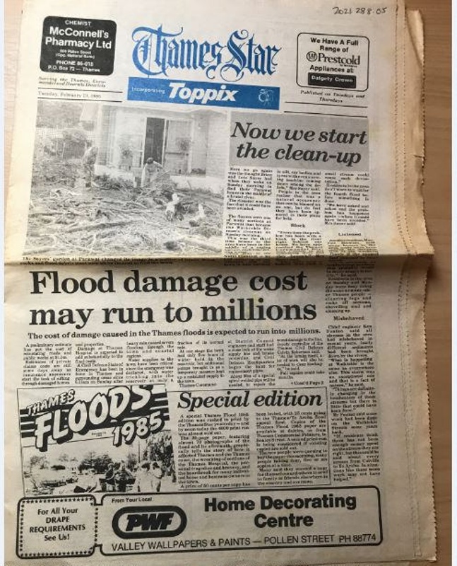 Newspaper, Flood Issue; Thames Star Print; 19 February 1985; 2021.288. ...