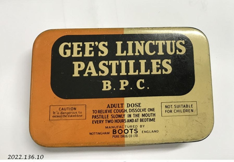Container, pastilles; Gee's Linctus Pastilles BPC; 2022.136.10 | eHive
