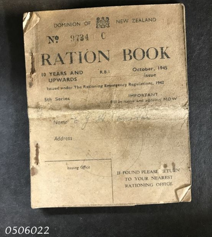 Ration Book, WWII; New Zealand Government; 1945; 0506022 | eHive
