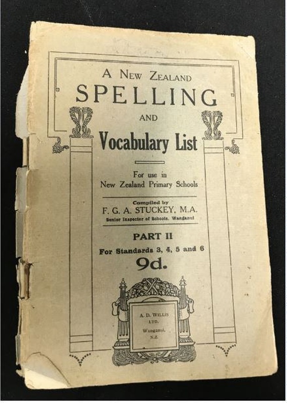 Book, A New Zealand Spelling and Vocabulary List; F G A Stuckey MA ...