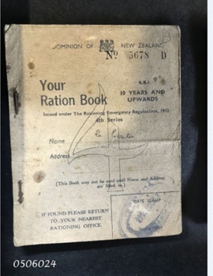 Ration Book, WWII; New Zealand Government; 1944; 0506024 | eHive