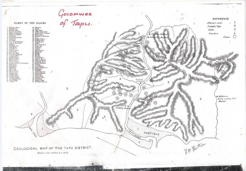 Map. Geological Sites Tapu (copy); T N Hutton; 2023.159.05 | eHive