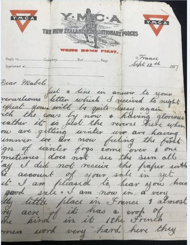 Letter, war correspondence; Jack Finnity; 12 September 1917; 2021.246. ...