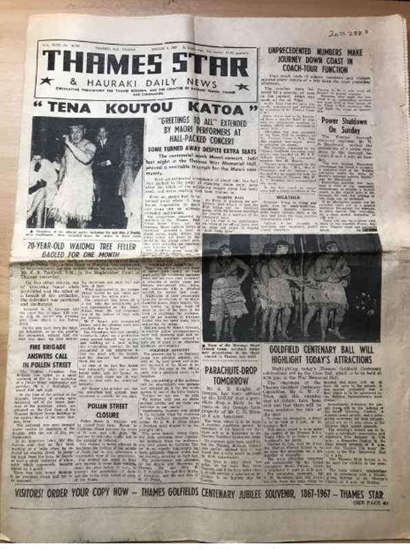 Newspaper, Centennial news; Thames Star Print; 4 August 1967; 2021.288.11 | eHive