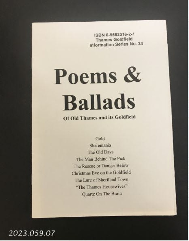 Booklet, Poems & Ballads; David Arbury; ISBN 0-9582316-2-1; 2023.059.07 ...