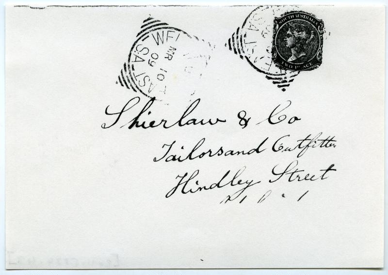 Xeroxed copy of the front of an envelope.; 2011.5334.43 | eHive