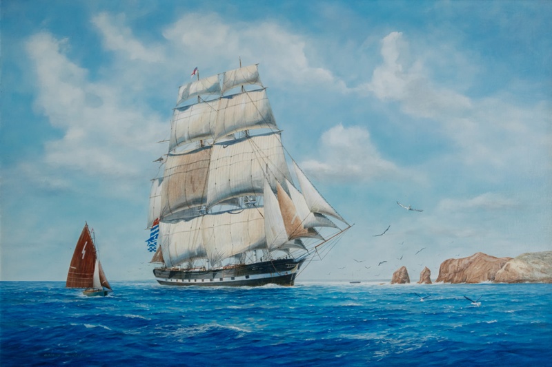 Painting of the ship "Edwin Fox" off Tory Channel.; Jackson, Gainor ...