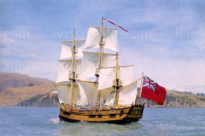 Postcard: Model of "Endeavour" now in Russell Museum; 11/25 | eHive