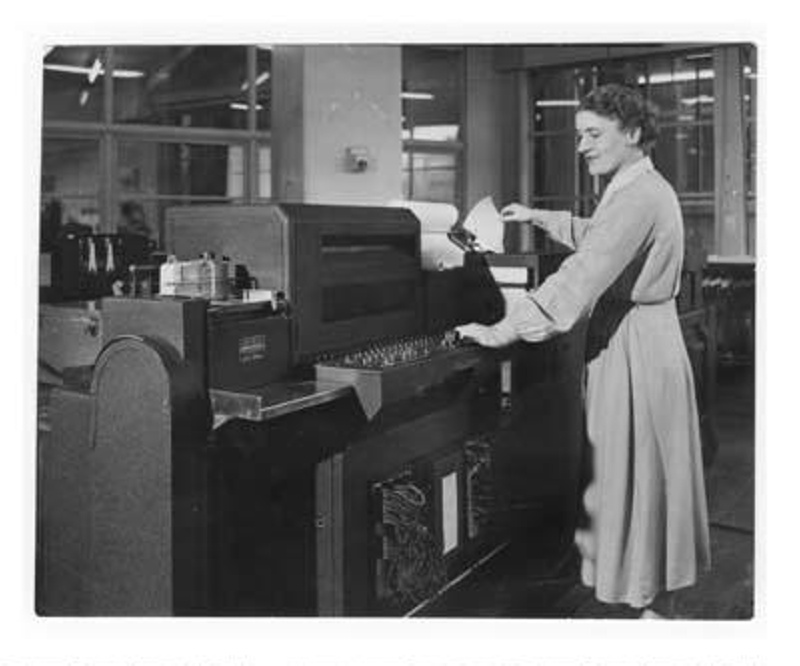 Hollerith Machine being operated by Miss M. Talbut, 1948 | eHive