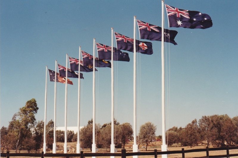 Photograph - The Flags Flying at the Australian Stockman's Hall of Fame ...