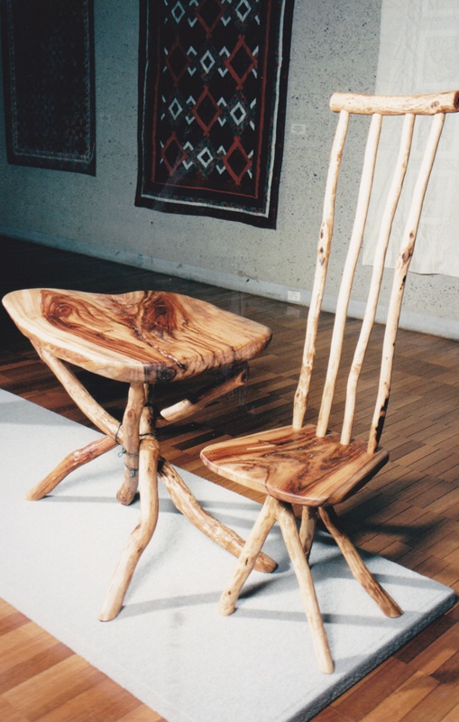 Sanded bush timber chair and table.; 1995; 19903 | eHive