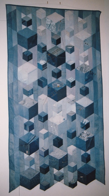 Photograph - Quilt Recycled Jeans "Denim Cubes"; 1994; 19287 | eHive