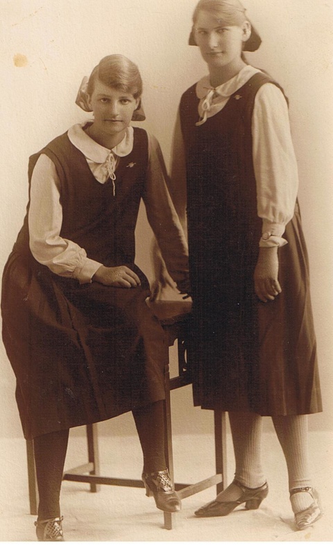 Photograph - Eva Donaldson and Friend dressed in Moreton Bay College ...