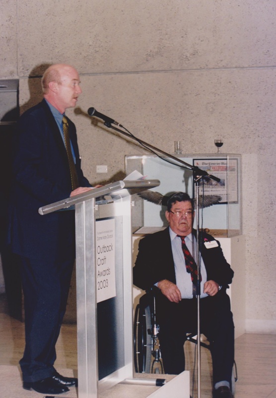 Photograph - Peter Andrews addresses the audience at the Dame Mary ...