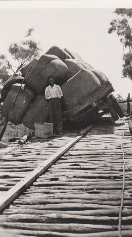 Wooden bridge collapsed under loaded wool truck of W. Morgan's; 10406 ...