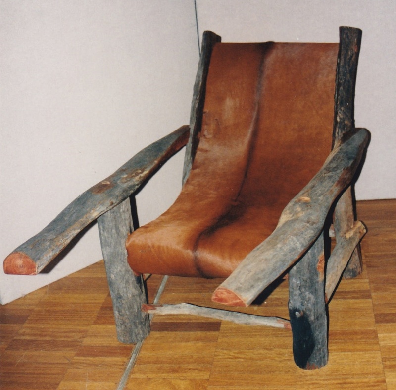 Photograph: Bush timber and leather squatter's chair. ; 1995; 19388 | eHive