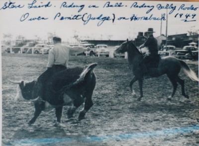 Photograph - Steve Laird riding in Dalby Rodeo. ; 1949; 17248 | eHive