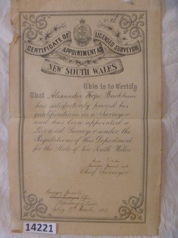 Document: Certificate of appointment as a licensed surveyor for ...