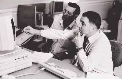 Chris Haseler of Mareto, Beaudesert and Dennis Scanlon looking an CALM ...