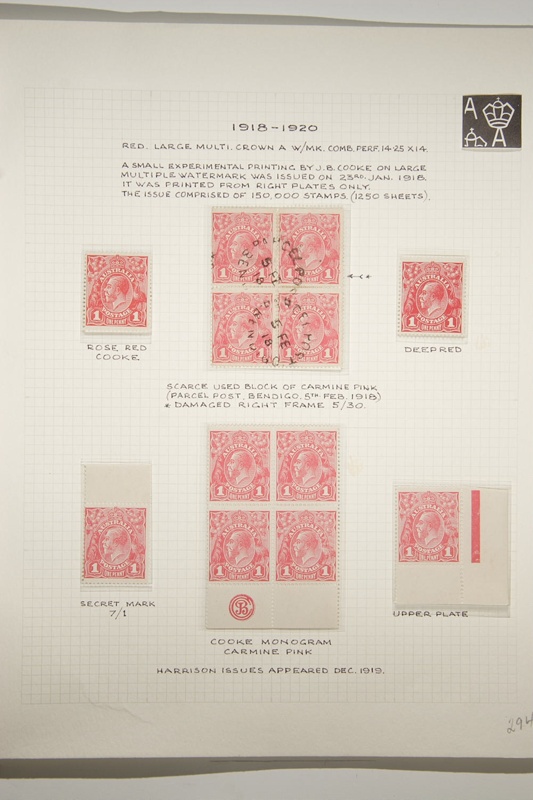 Page 294, 1918-1920 King George V - Large multi watermark 1d red mint ...