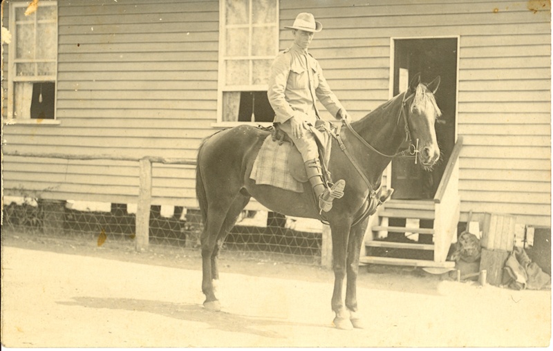 Mounted Constable Jack Daybell outside the Gayndah police station; 1920 ...
