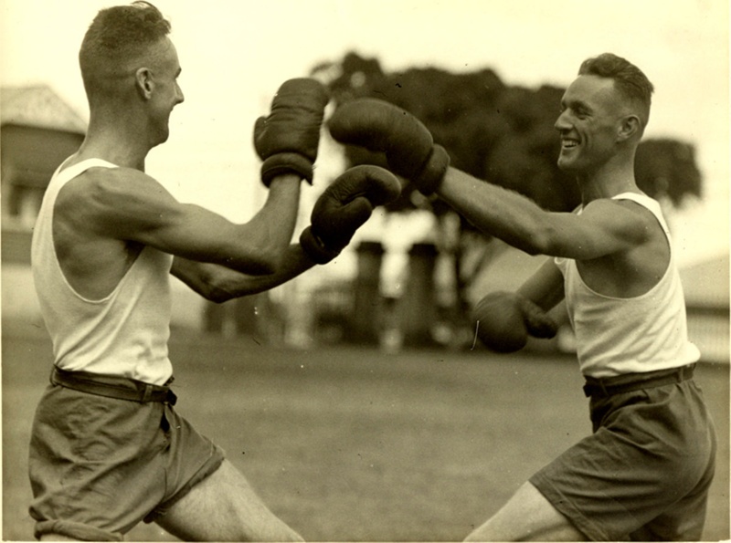 Two police recruits - boxing training.; c1947; PM0100 | eHive