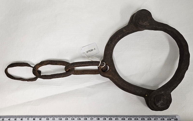 One half of a convict era leg cuff with chain; Unknown; 1824-1839 ...