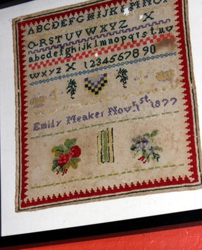 Embroidered sampler Emily Meaker; Meaker Emily; 1 November 1877; S37 ...