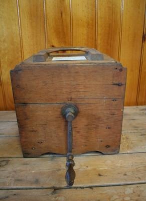 Butter Churn, wood body and cast iron handle, hand operated, c. 1880 ...