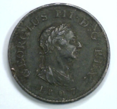 Farthing, George II. Obv: GEORGIUS III D. G. REX 1807; rev: BRITANNIA ...