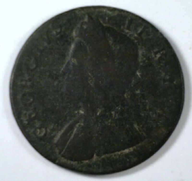 Halfpenny, George II. Obv: GEORGIVS II. REX; rev: BRITANNIA 1734; 1734 ...