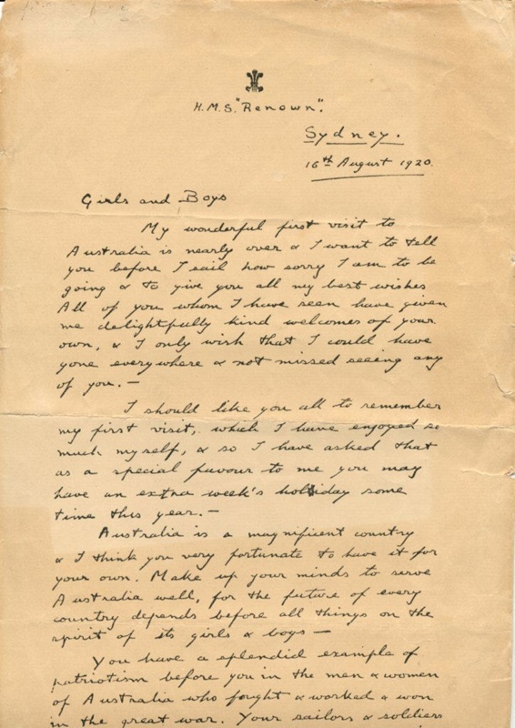 Letter from Edward, Prince of Wales; Edward, Prince of Wales; 1920 ...