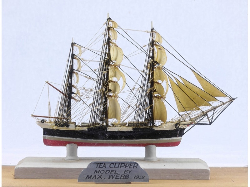Tea Clipper -fully rigged hull model; Webb, Bruce; 1958; A_1984-142 | eHive