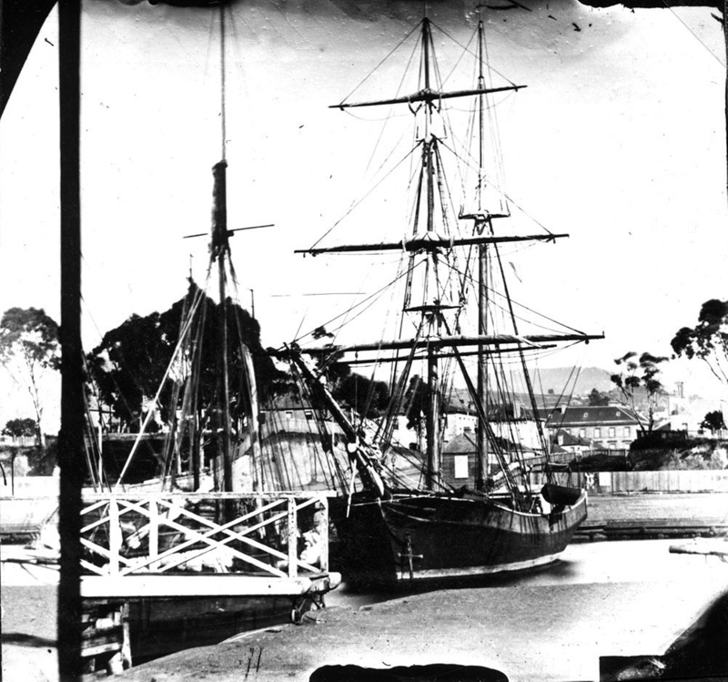 Brigantine alongside southern wall of Constitution Dock, looking up ...