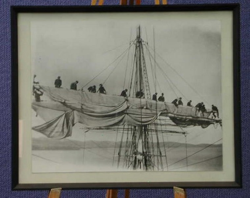 Bending on new main royal sail on 4 masted barque MEDWAY; 1915; P_1991 ...