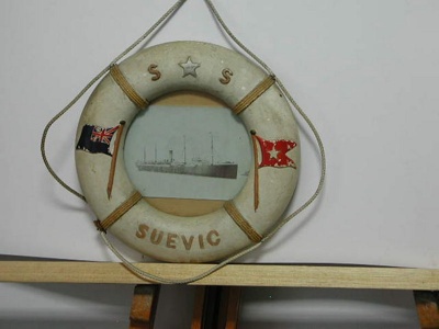Life Ring Frame inscribed SS Suevic, attributed to Bert Johnson ; A ...