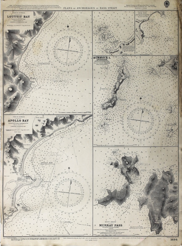 British Admiralty Chart No.1694 - Plan of Anchorages in Bass Strait ...