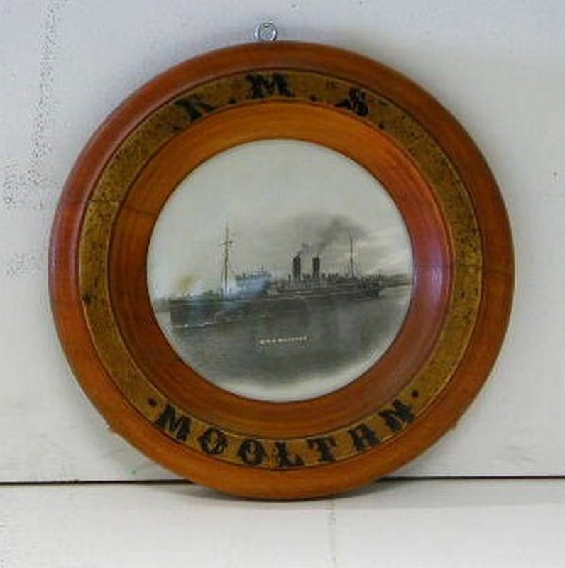 Mooltan - Souvenir wooden frame with photograph of ship; P_1984-517 | eHive