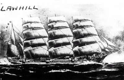 Photograph of A V Gregory painting of Four masted barque LAWHILL; P_OM ...