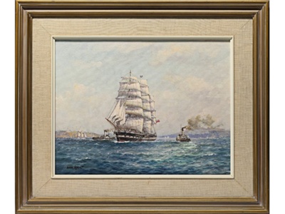 Sobraon under sail leaving Sydney Harbour by John Allcot; P_2008-016 ...
