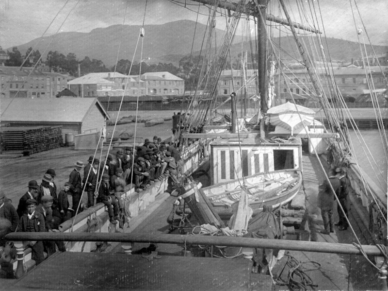Barque KASSA laying at New Wharf Hobart October 1897 with main and ...