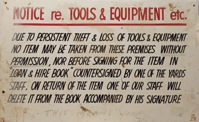 Notice tools & Equipment sign; A_2024-242 | eHive