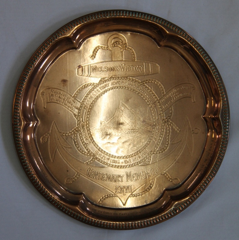 Commemorative Plate, copper Nelson's Victory Centenary Memento; 1905 ...