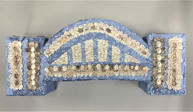Shellwork Harbour Bridge with washed cobalt blue velvet, handmade by ...