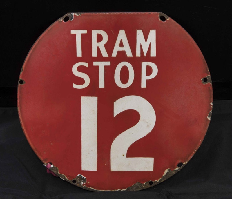 Sign, metal, circular, painted, Tram Stop 12; 99.157 | eHive