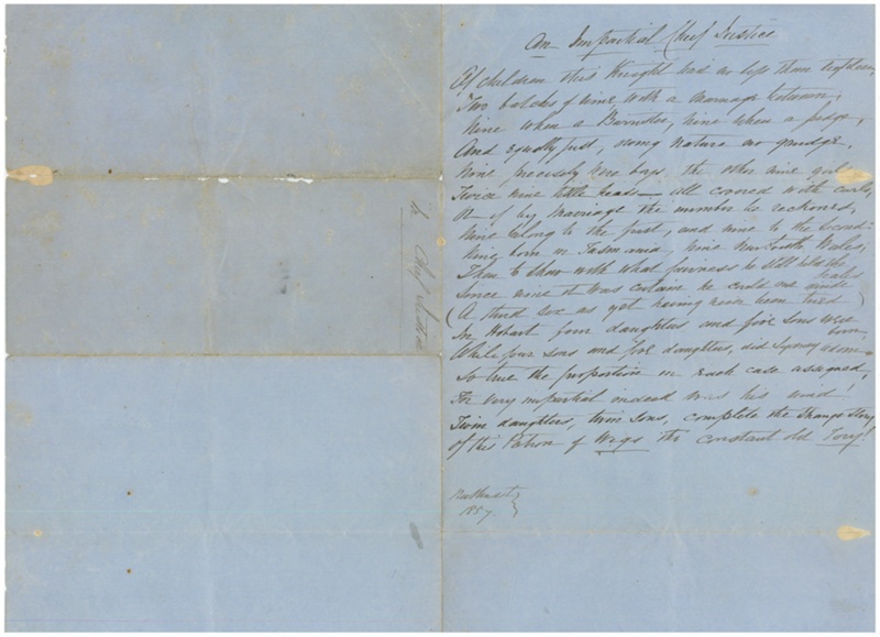 Poem written by Edward Denny Day (1857) An Impartial Chief Justice ...