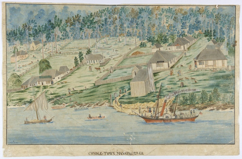 Painting, Cundle Town Manning River; George Herman Bruhn; 1870; 107W ...